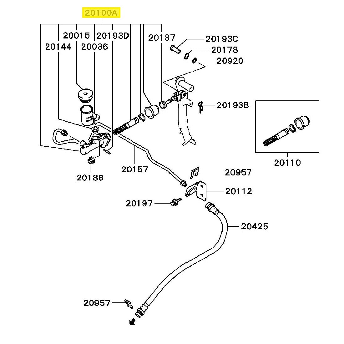 Mitsubishi Lancer Evo 4-6 Gearbox Clutch Master Cylinder (MR244839 ...