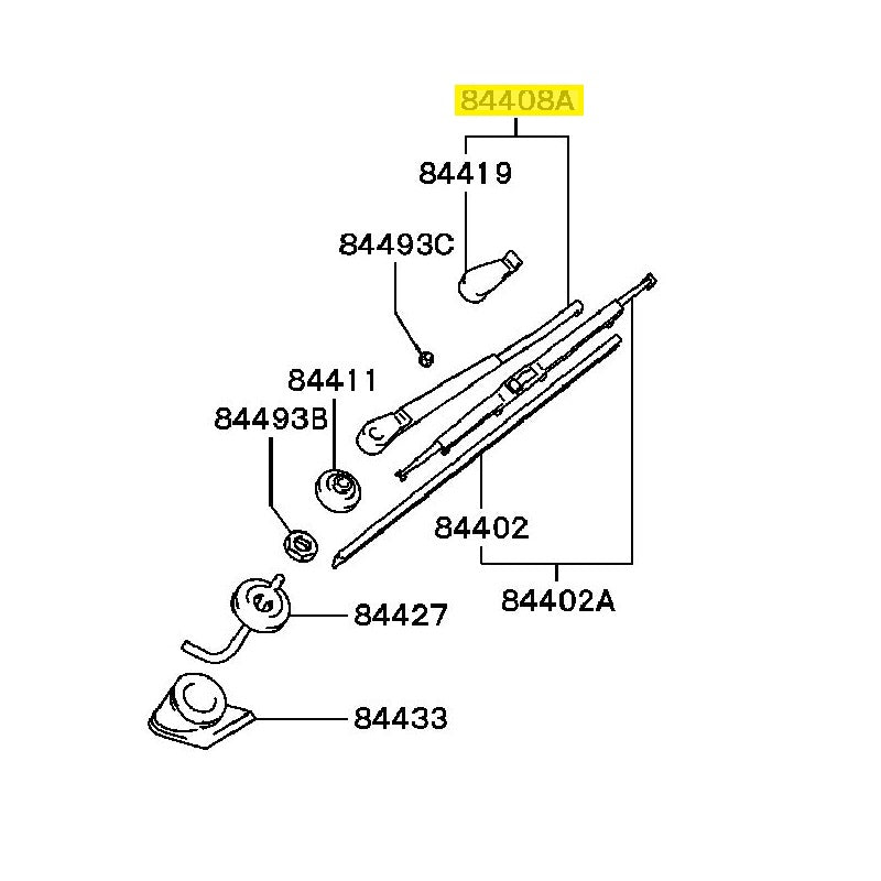 Mitsubishi Lancer Evo 4-6 Rear Windshield Wiper Arm (MR245087 ...