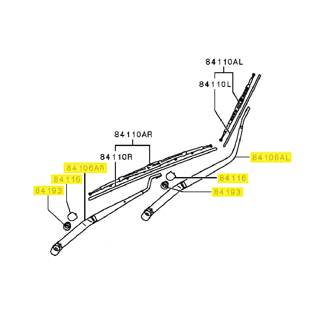 Mitsubishi Lancer Evo 7-9 Front Windshield Wiper Arm Kit (MR957559 ...