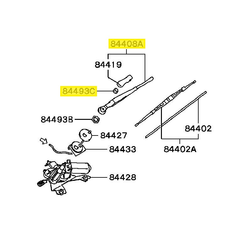 Mitsubishi Lancer Evo 7-9 CT9A Rear Windshield Wiper Arm Kit (MR538216 ...