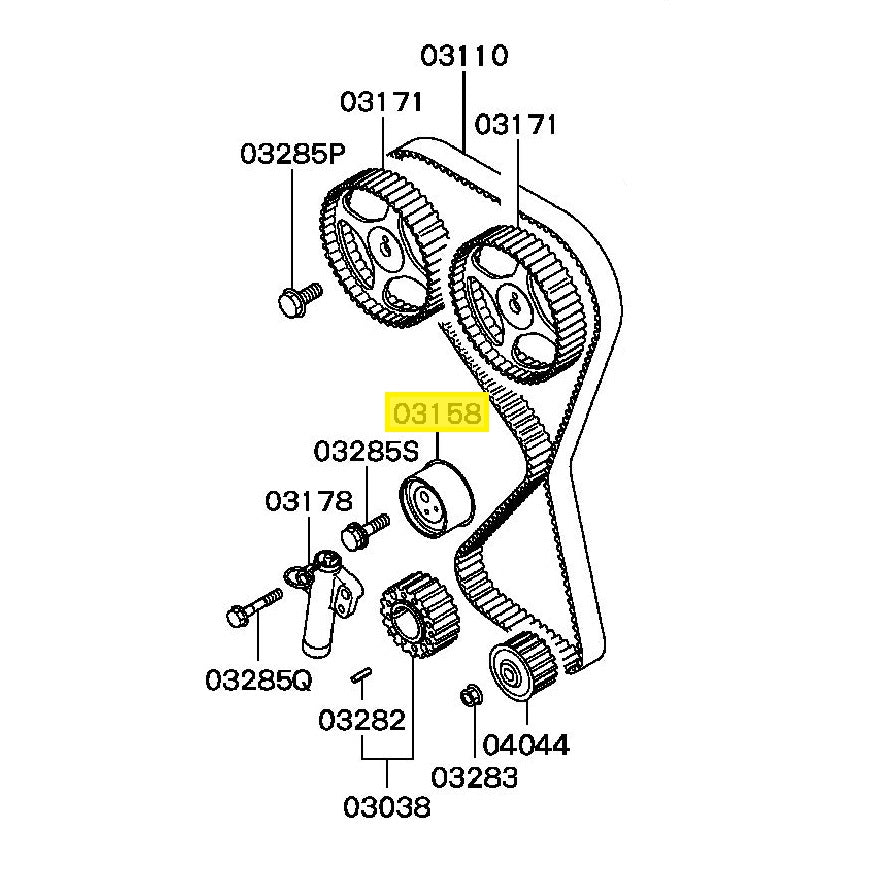 Mitsubishi Lancer Evo 4-9 Timing Belt Tensioner Pulley (MD369999 ...