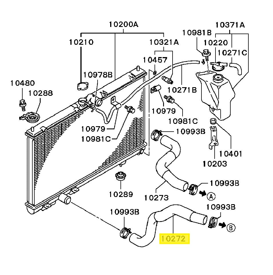 Mitsubishi Lancer Evo 8 Lower Radiator Hose (MN135593) – Plethora Parts